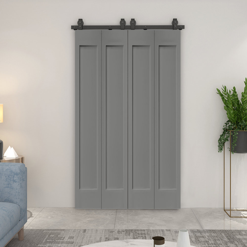 Calhome Paneled MDF Composite Double Bifold Barn Doors with ...