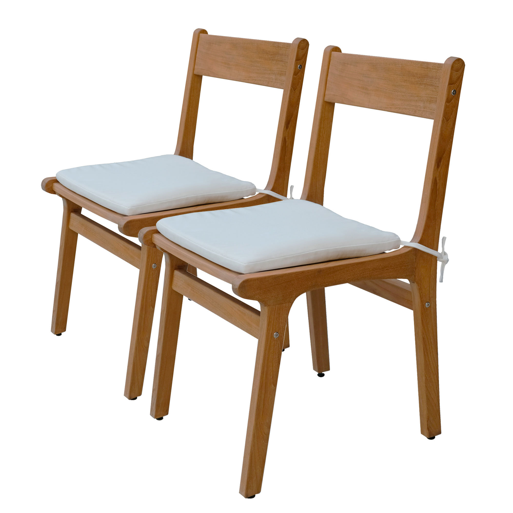 HIGOLD Icoo Outdoor Teak Dining Chairs With White Cushions | Wayfair