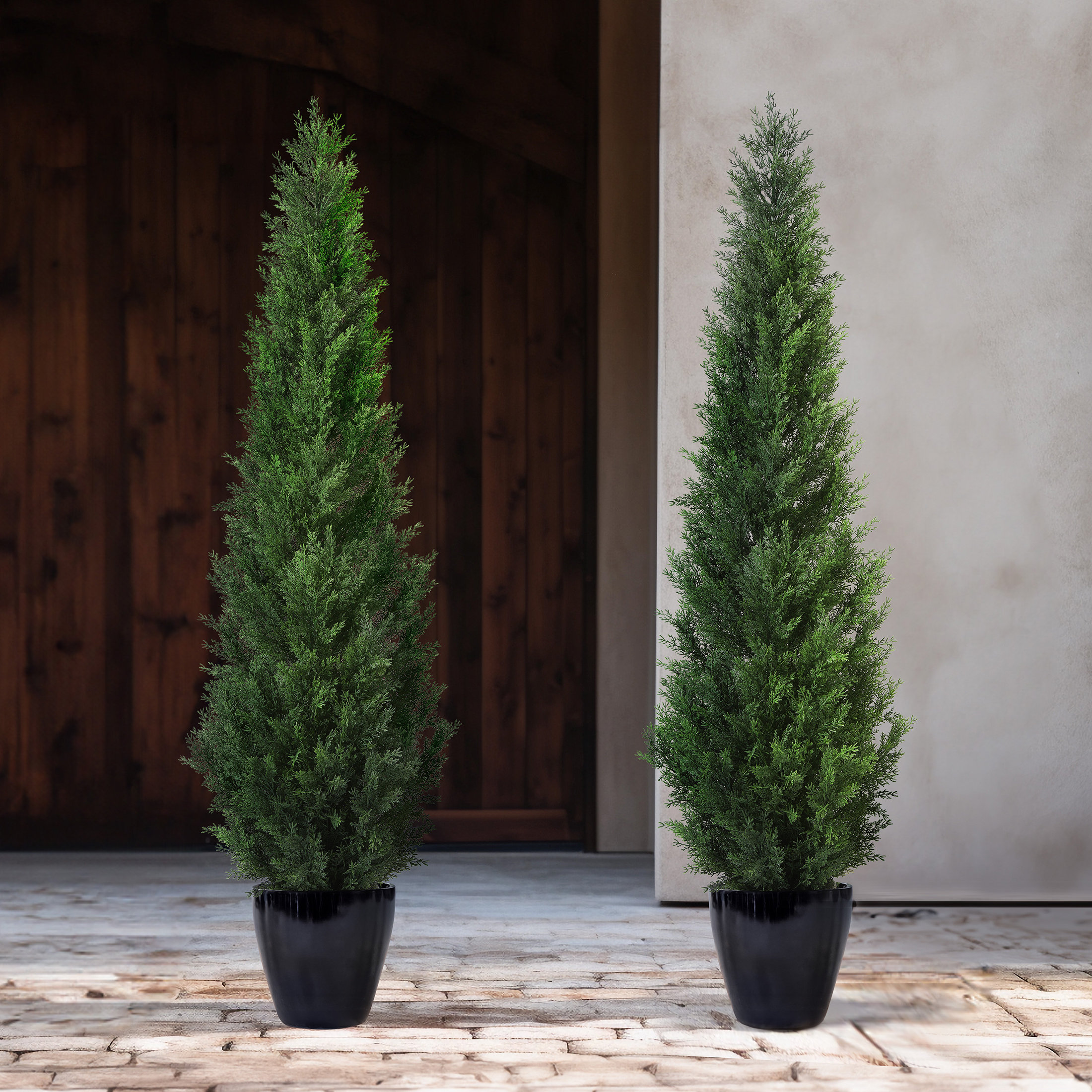 Latitude Run® Faux Cedar in Pot Outdoor Fake UV Rated Potted Tree, Faux ...