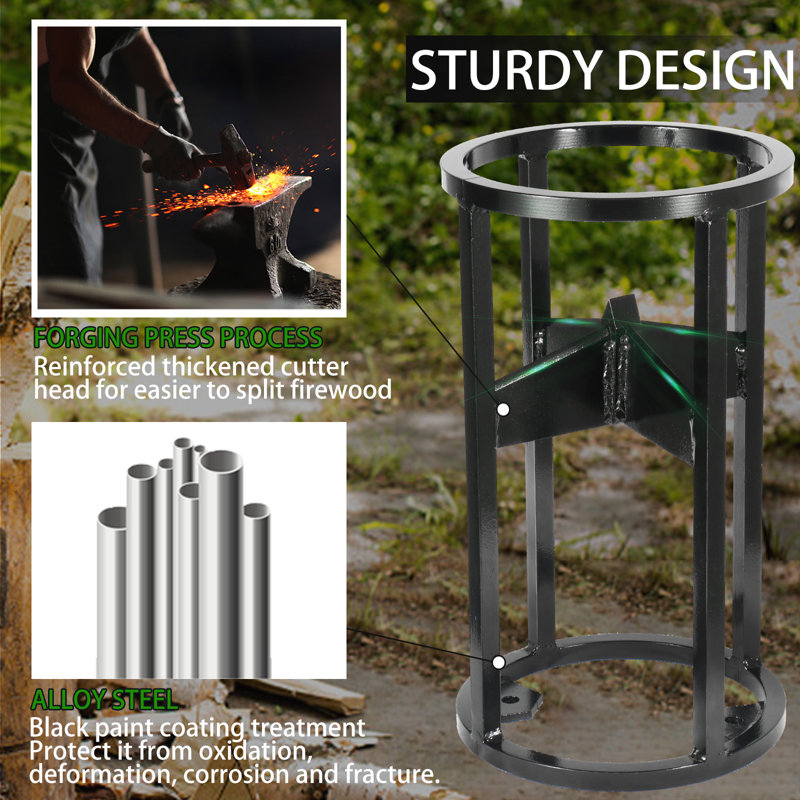 Latitude Run® Roey Manual Log Splitting Outdoor Indoor Steel Fireplace ...