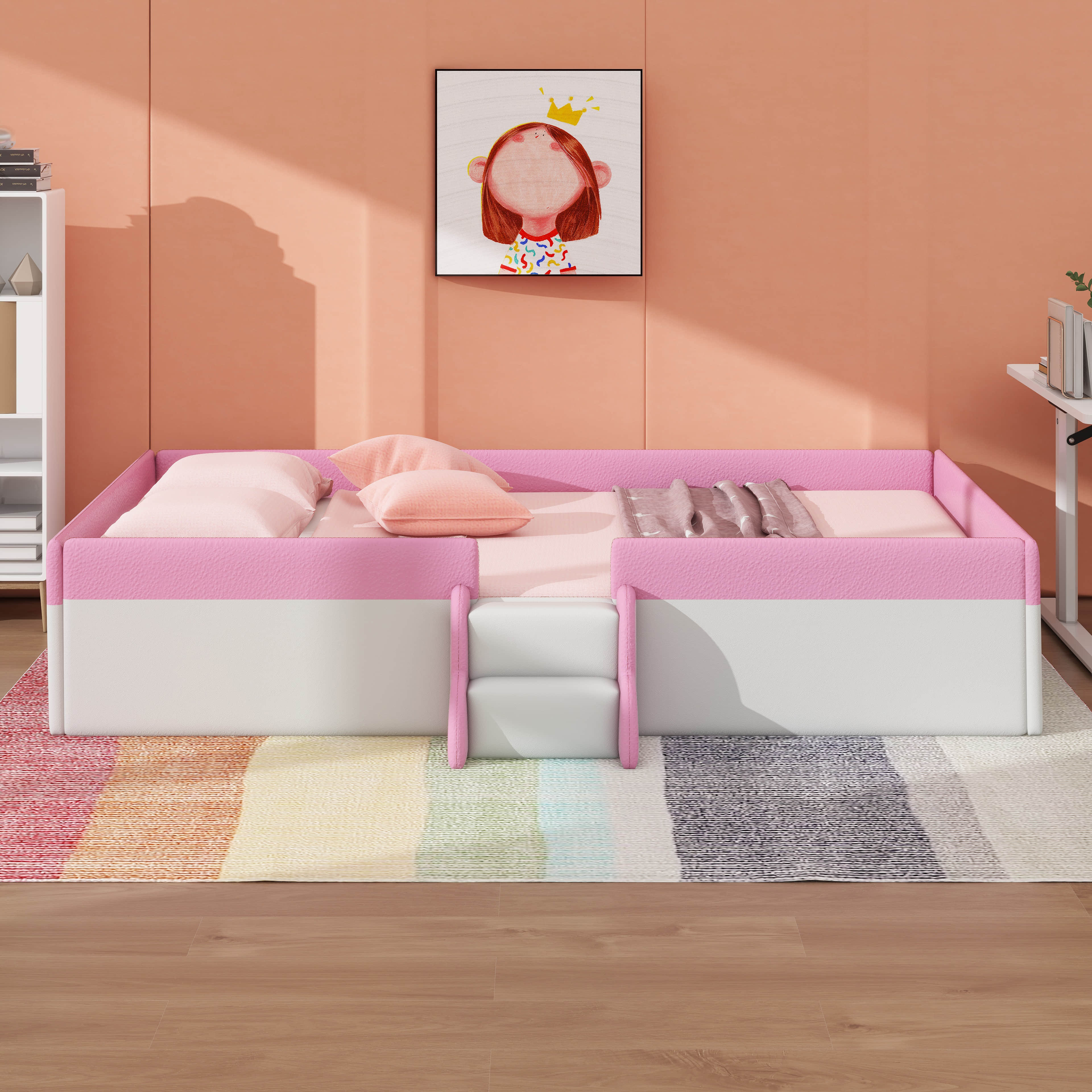 XIUYE Upholstered Daybed Frame Complete With Guardrail And Steps | Wayfair
