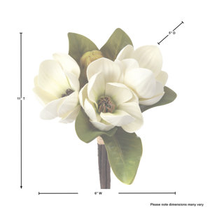 Regency International Eva Saucer Magnolia Bunch w 3 Buds 11" | Wayfair