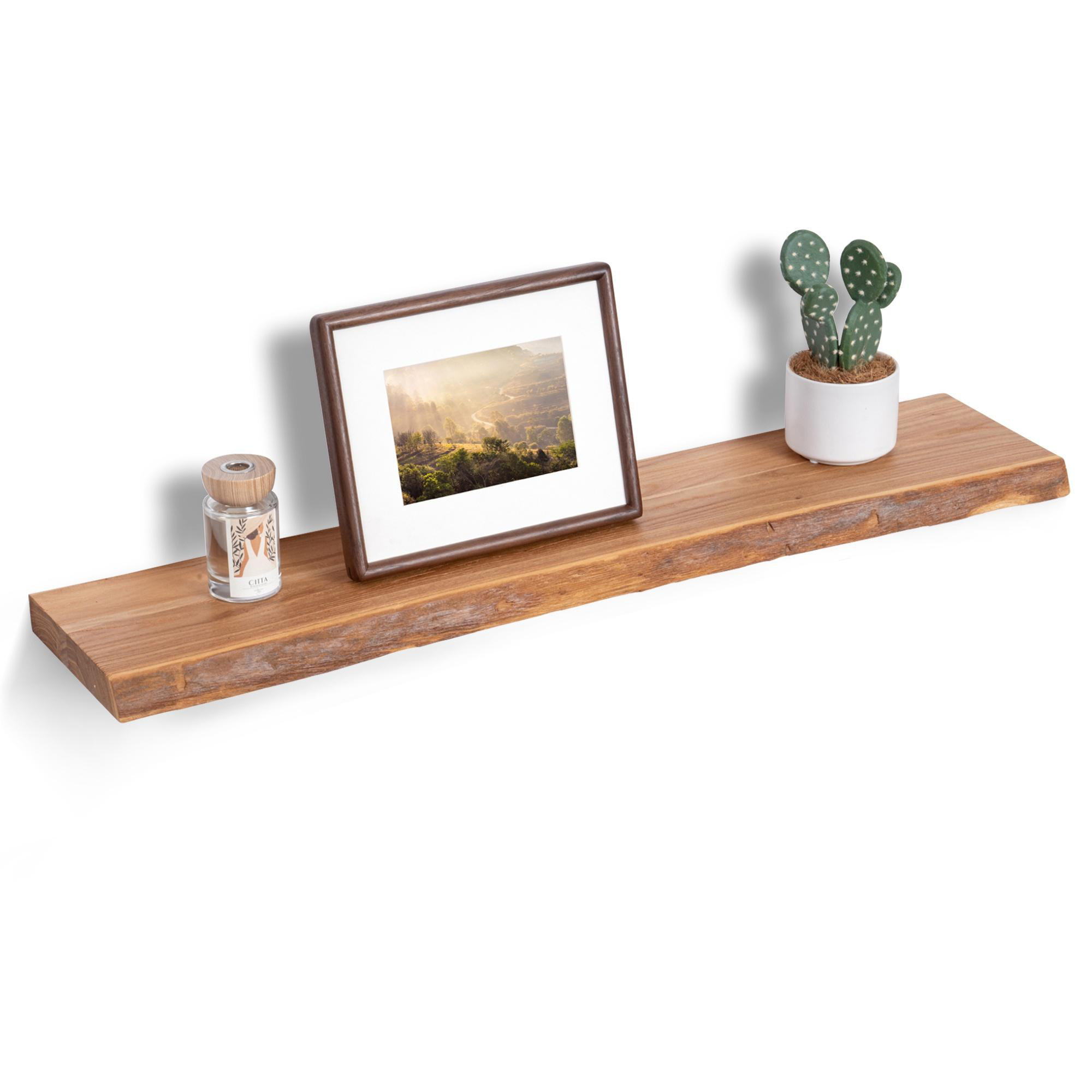 Ebern Designs Carsin Irregular Reclaimed Elm Floating Wall Shelf ...