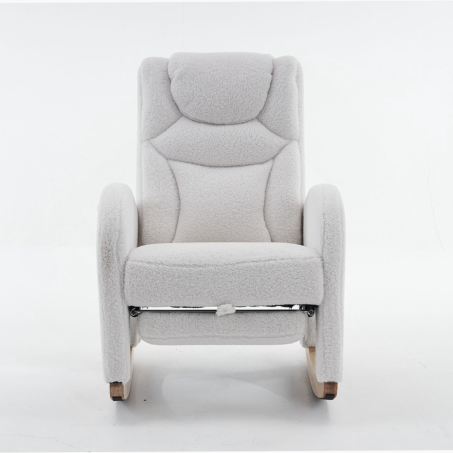 Latitude Run® Teddy Fabric Nursery Rocking Chair With Adjustable ...