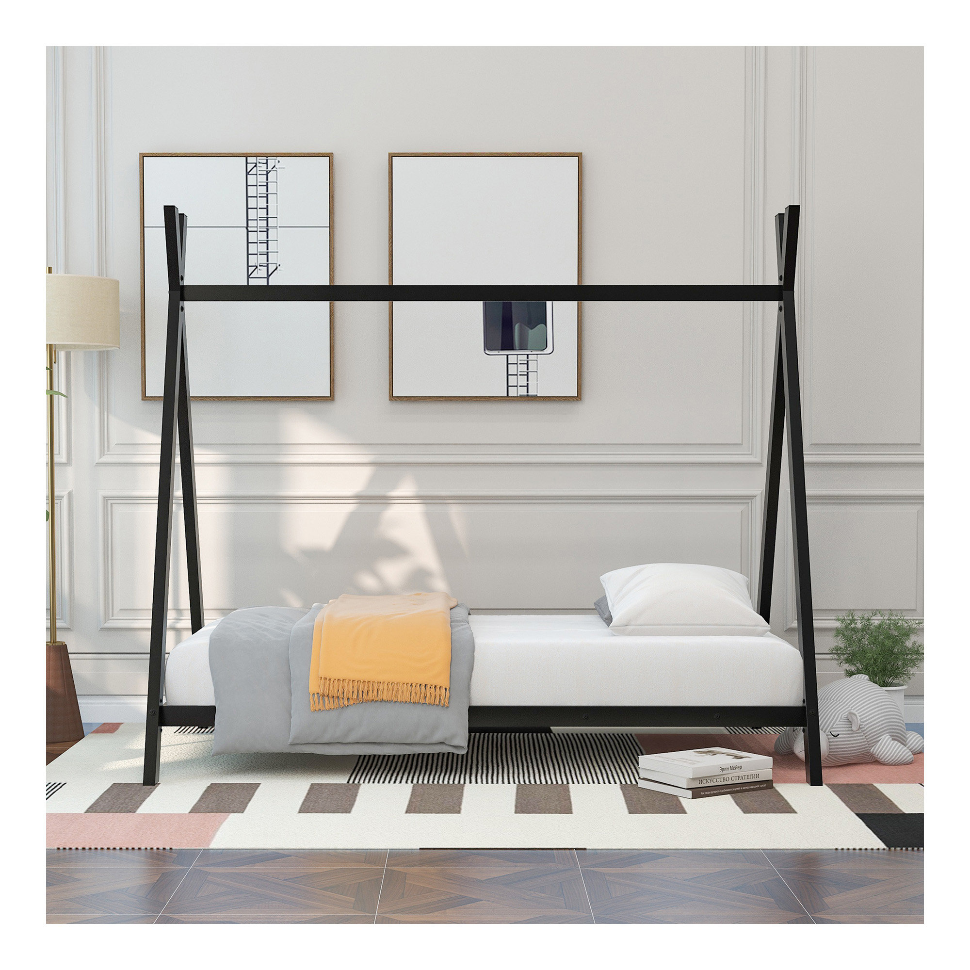 Redwood Rover House Bed Tent Bed Frame Twin Size Metal Floor Play House ...