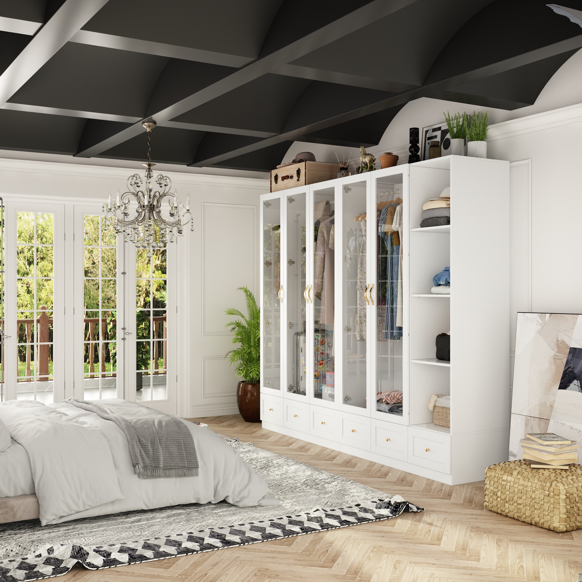 House of Hampton® Wardrobe Set With Tempered Glass Door - Wayfair Canada