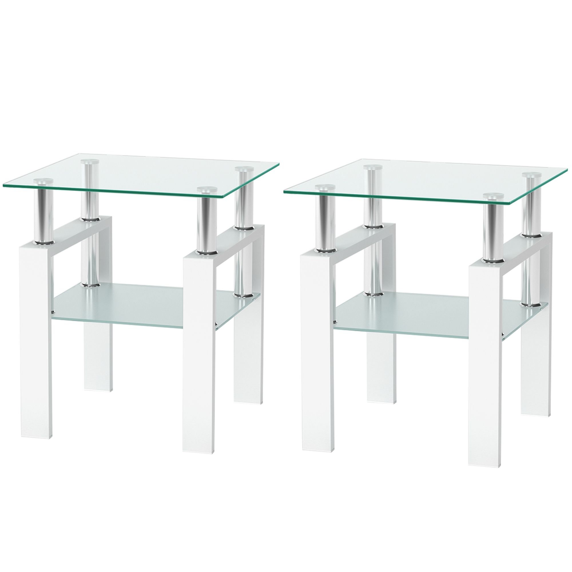 Brayden Studio Bernth Glass End Table Set, 2-Piece Side Tables for ...