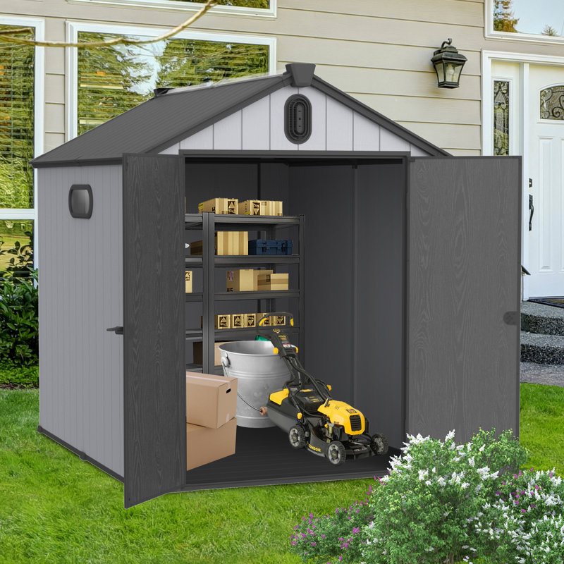 HOA.WWC 6x8 Plastic Outdoor Storage Shed Gray | Wayfair
