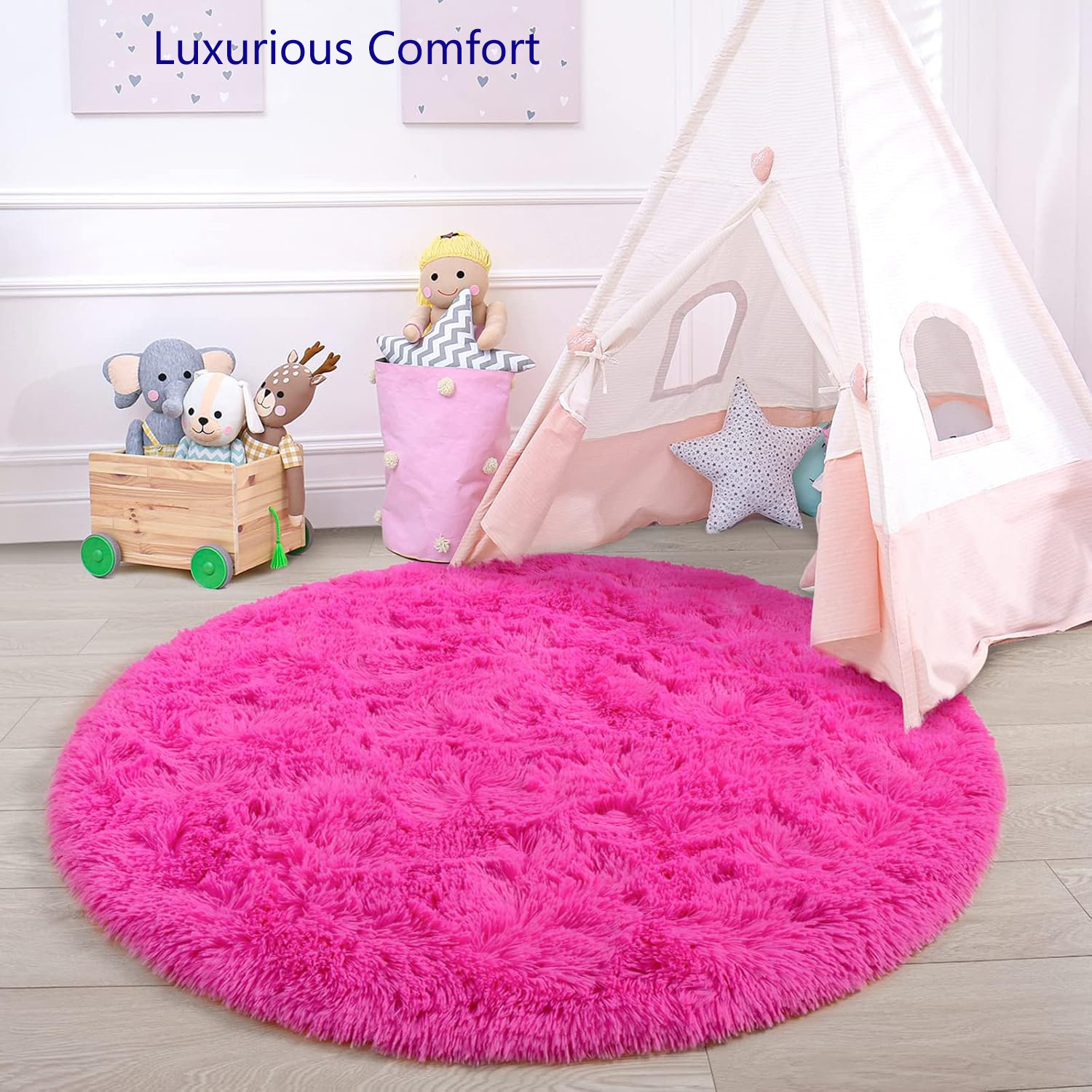 Mercer41 Round Rug 4x4 Feet Fluffy Soft Area Rugs for Room Home Decor ...