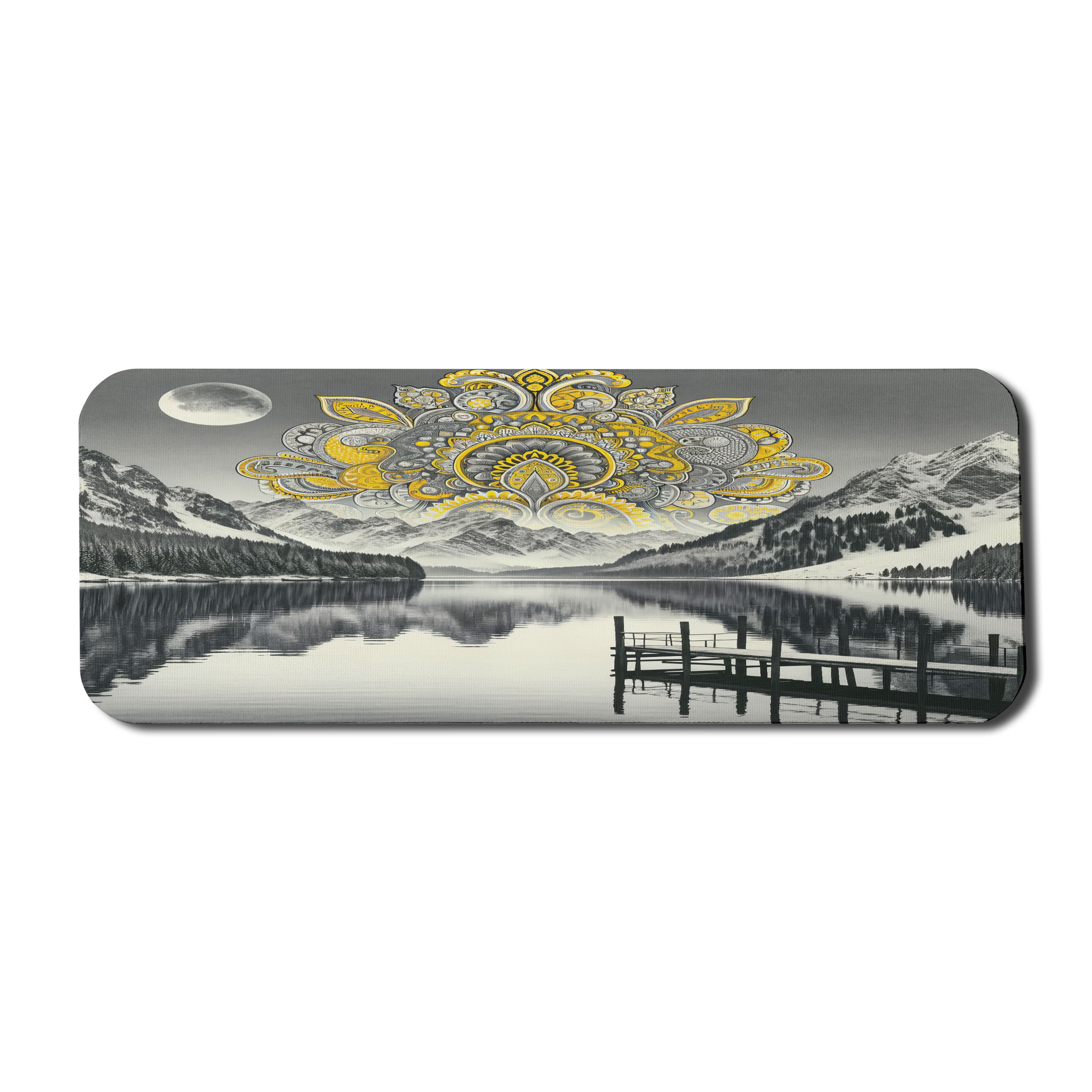 Winston Porter Lake Gaming Mouse Pad Mandala and Mountain Panorama 31 ...