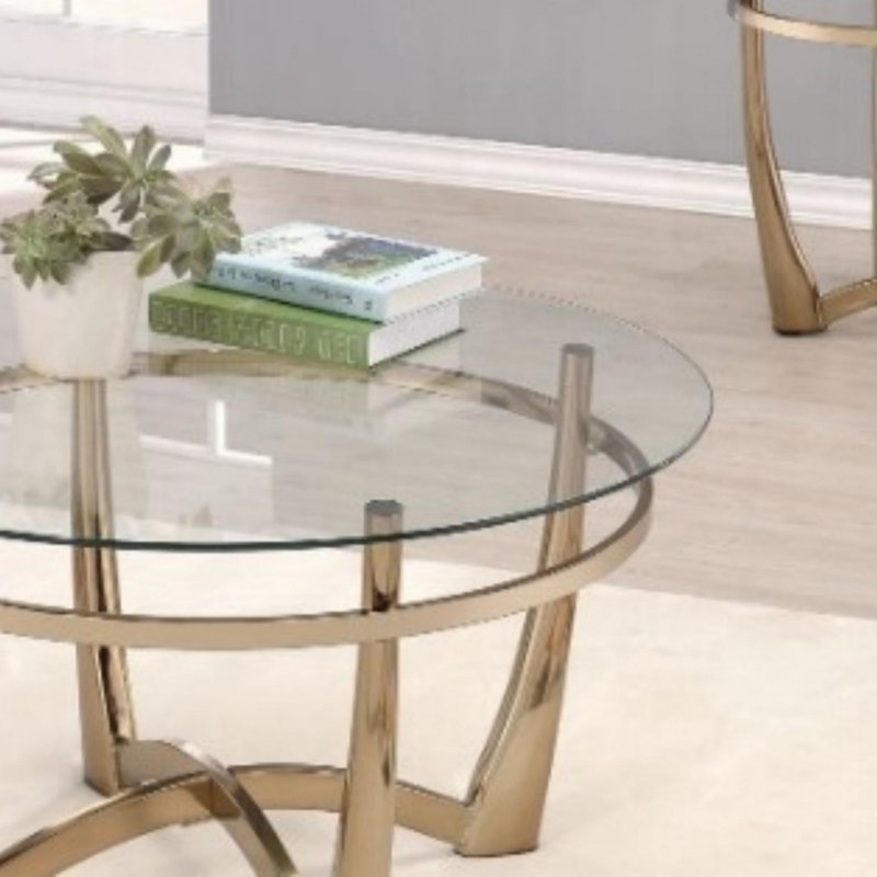 Mercer41 Orlando II Clear Glass & Champagne Finish Coffee Table | Wayfair