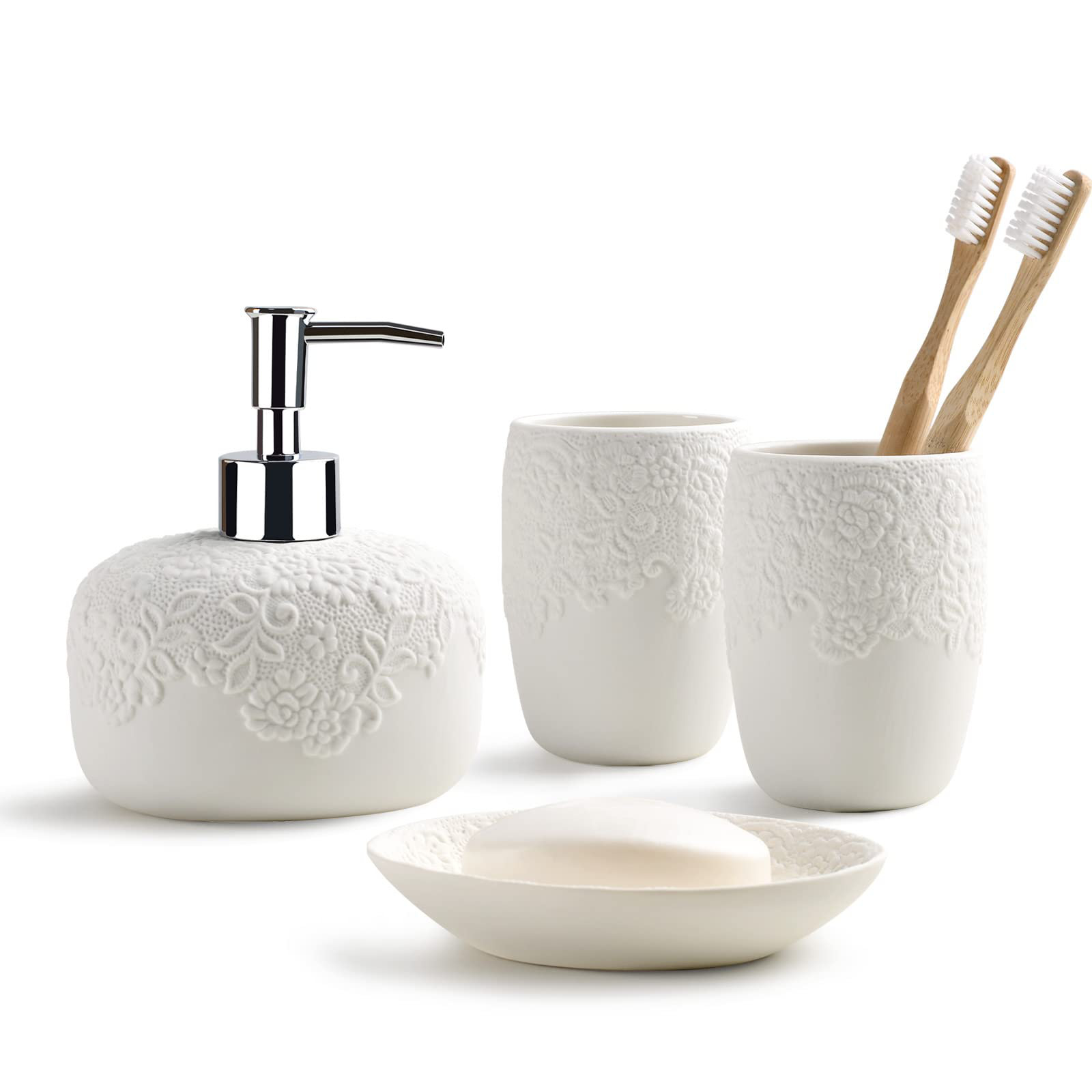 Bloomsbury Market Bathroom Accessories Set With Embossed Design 4PCS ...