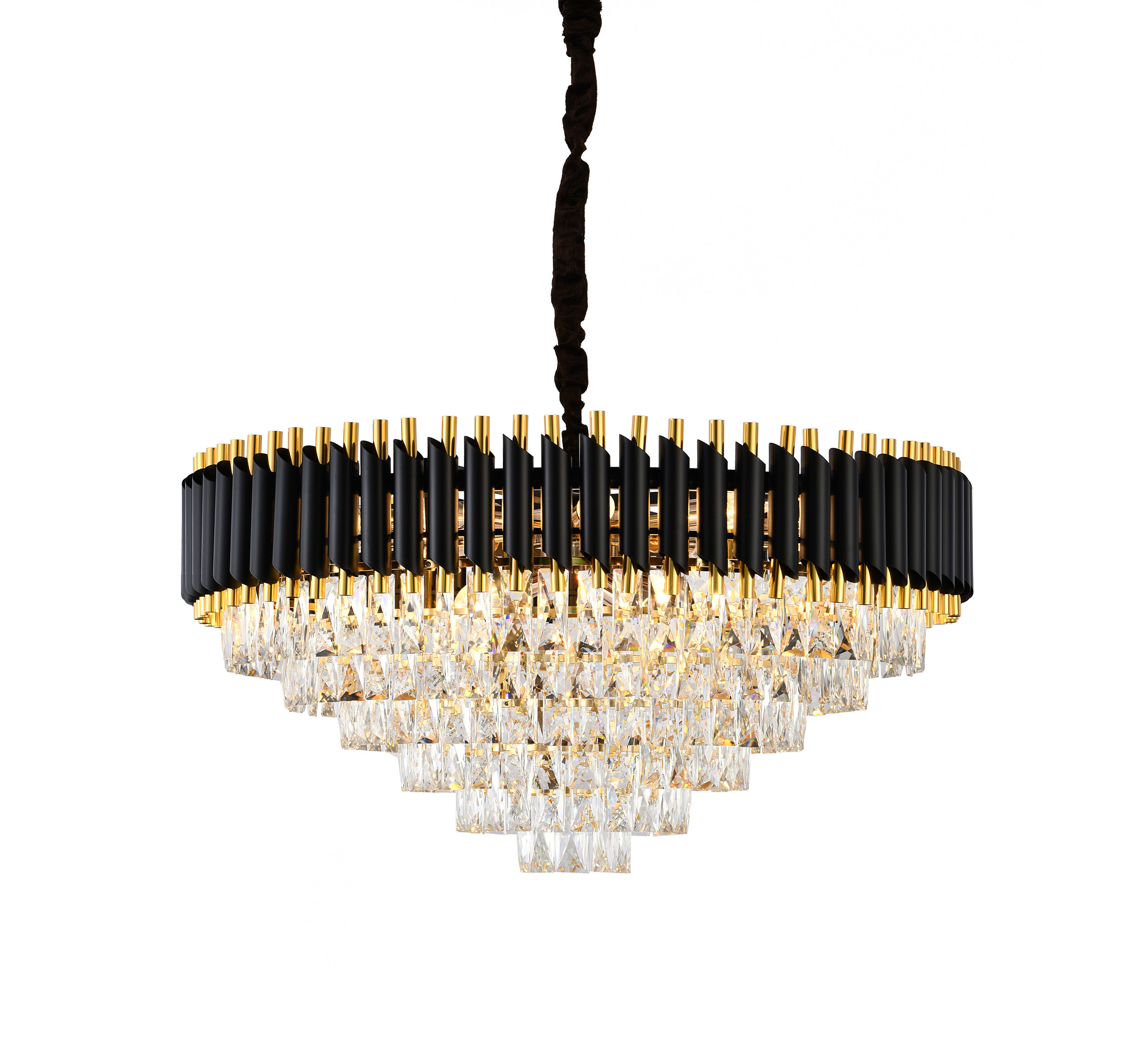 Everly Quinn 16 Light Black And Gold Chandelier With Clear Crystal ...