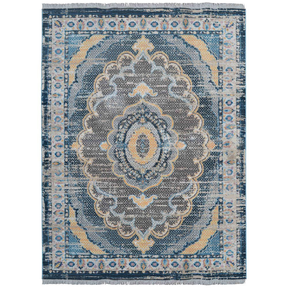 Bungalow Rose Beier MACHINE MADE POLYESTER AREA RUGS - Black & Yellow ...