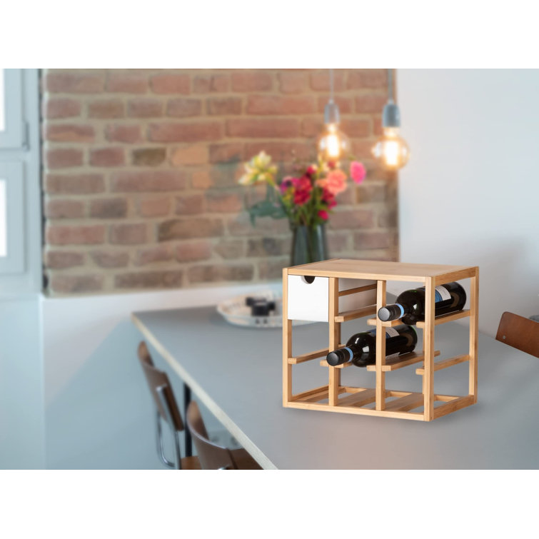 Ebern Designs Lakayden 8 Bottle Tabletop Wine Bottle Rack in Natural ...