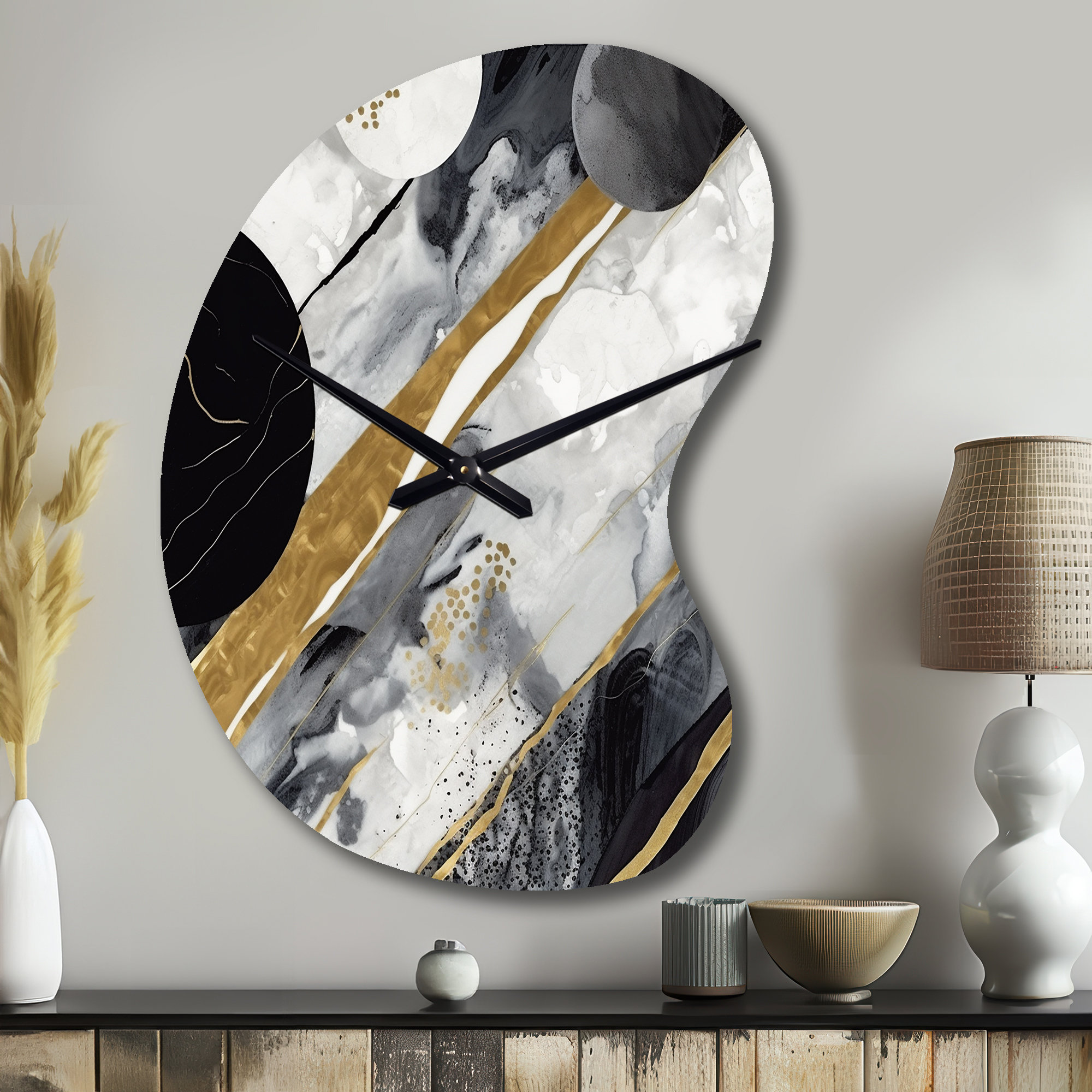 Design Art Black Gold Fusion Of Marble I - Boom Shape Unique Abstract ...