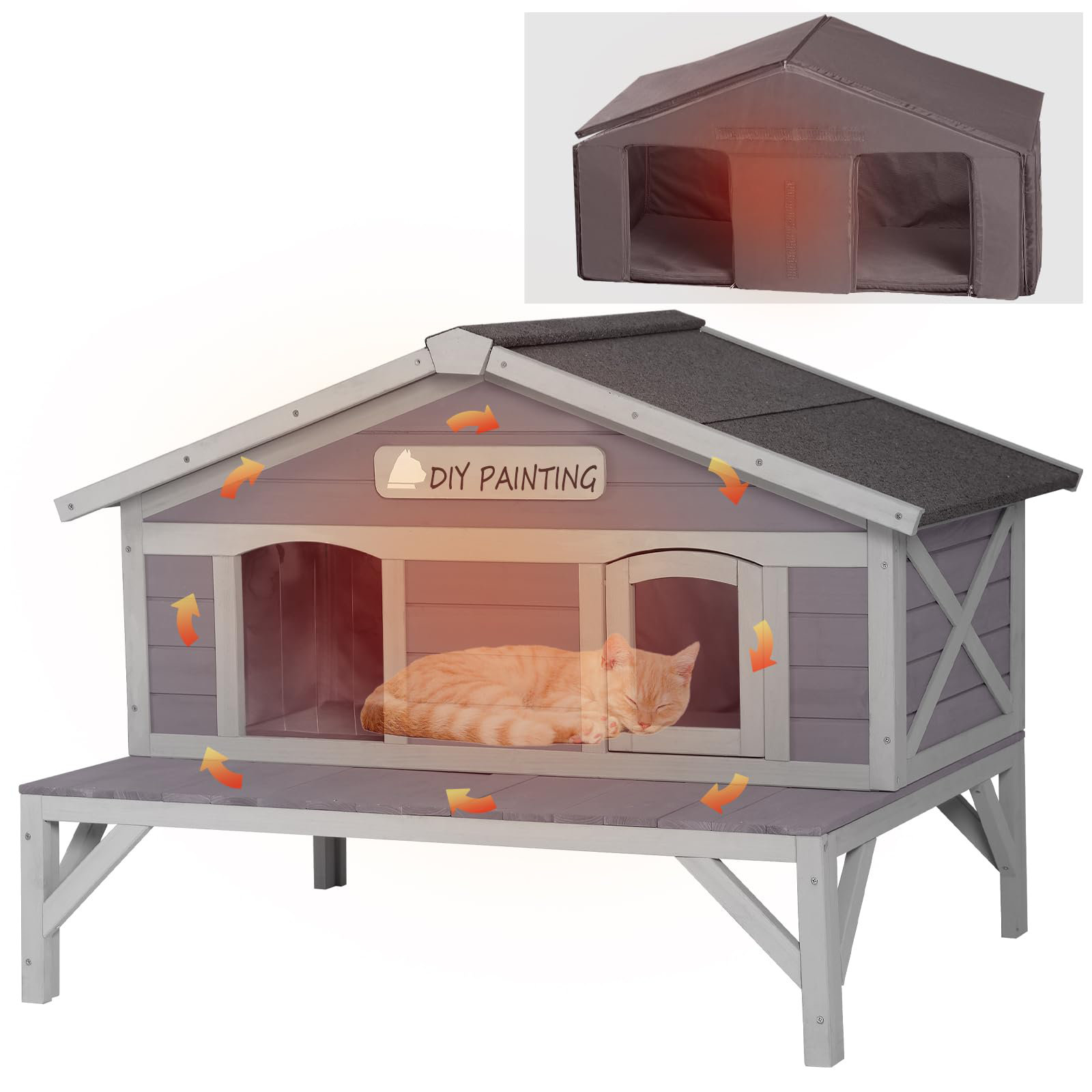 Tucker Murphy Pet™ Outdoor Cat House Insulated Feral Cat Sheter For ...