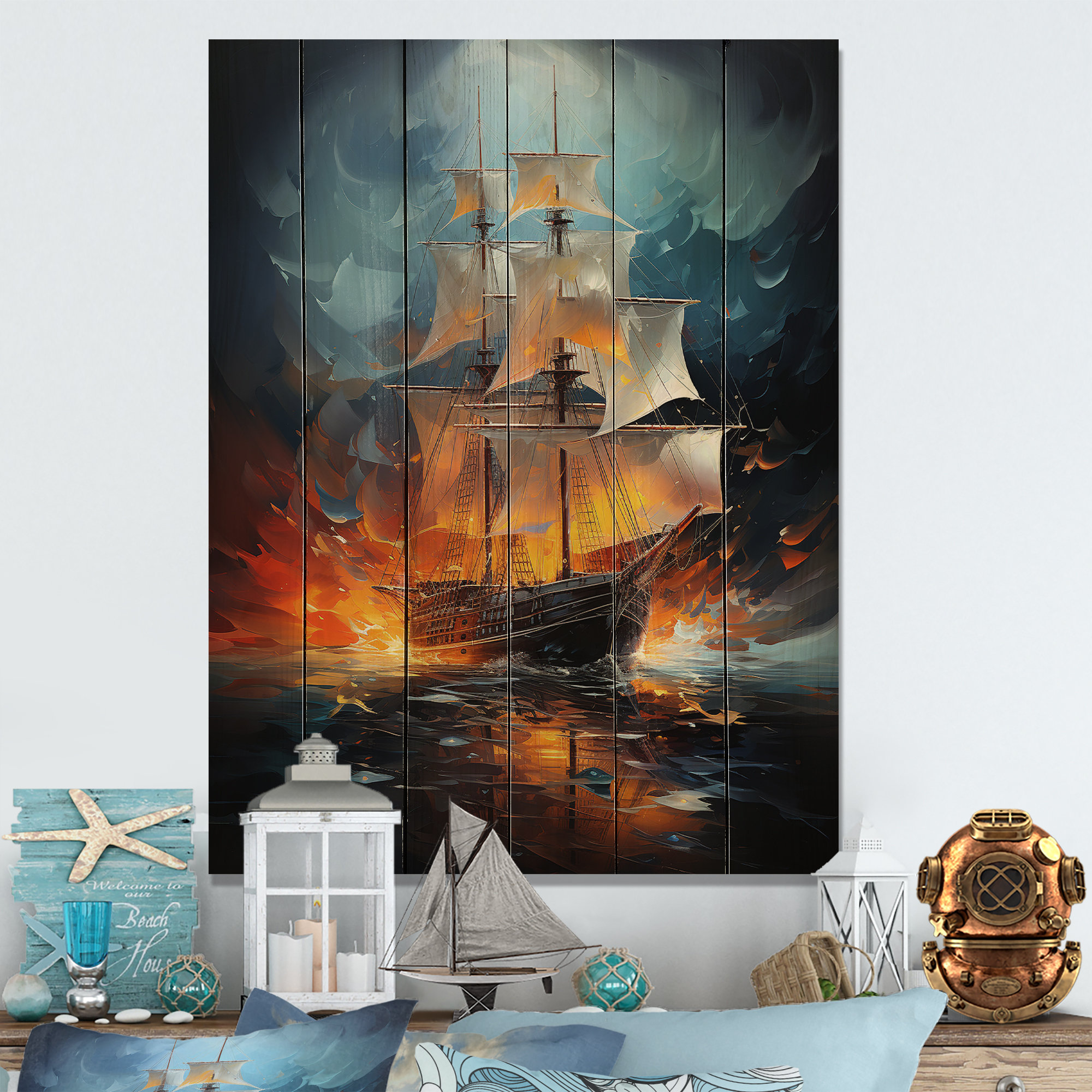 Longshore Tides Sailboat Abstract Maritime Symphony II - Nautical ...
