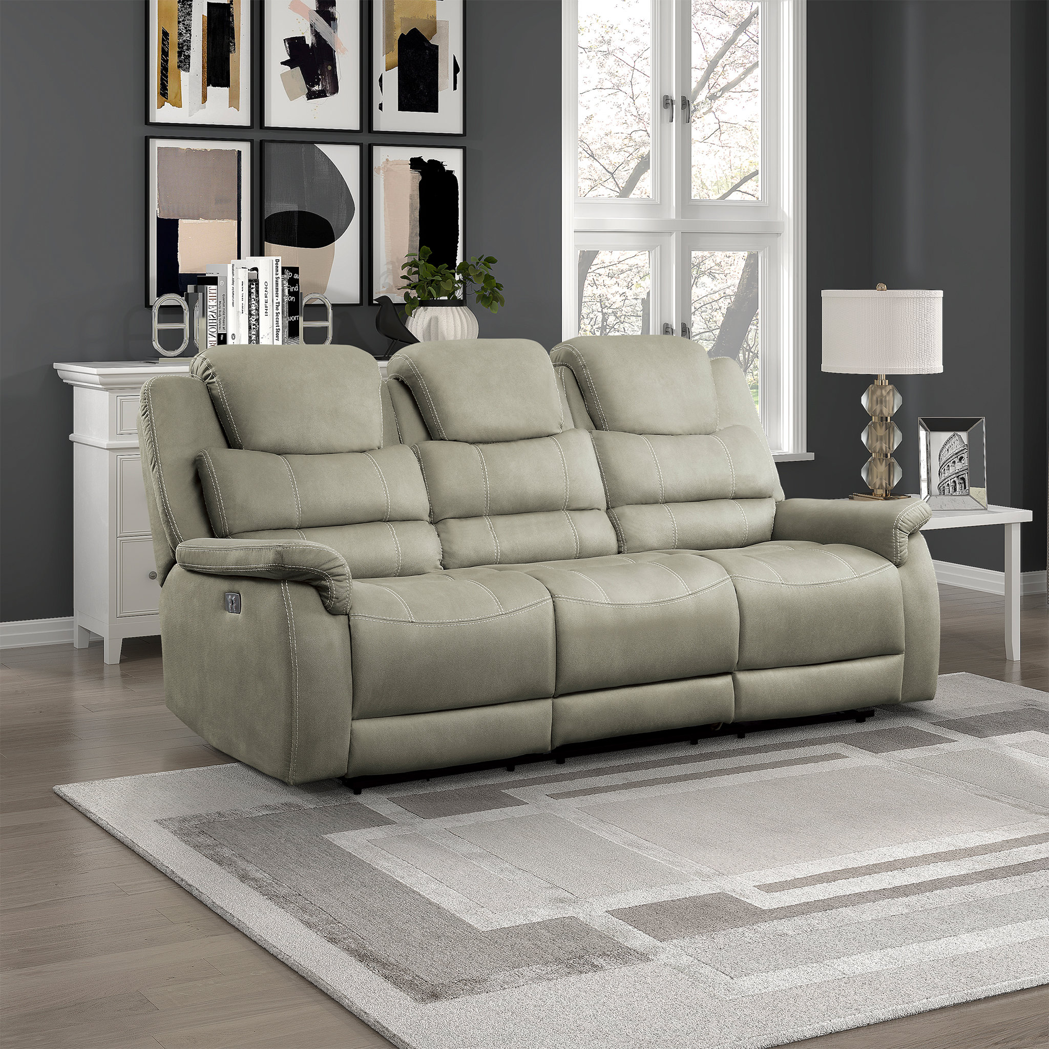 Latitude Run® Kadance 83.5" Microfiber Power Reclining Sofa | Wayfair