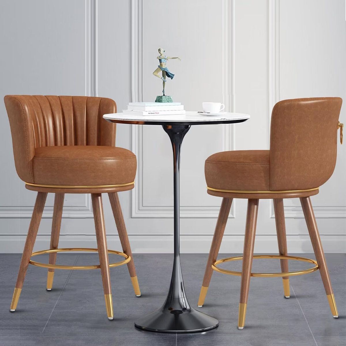 Mercer41 Yutong Swivel 27'' Counter Stool, Upholstered Bar Stool for ...