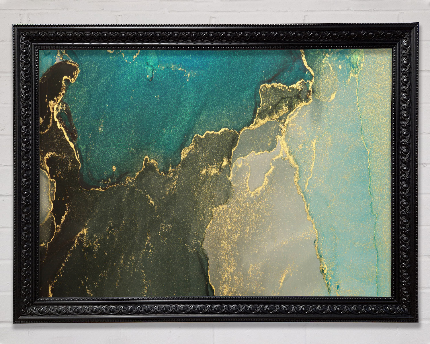 Canora Grey Glitter Shimmer Teal Framed Print | Wayfair.co.uk