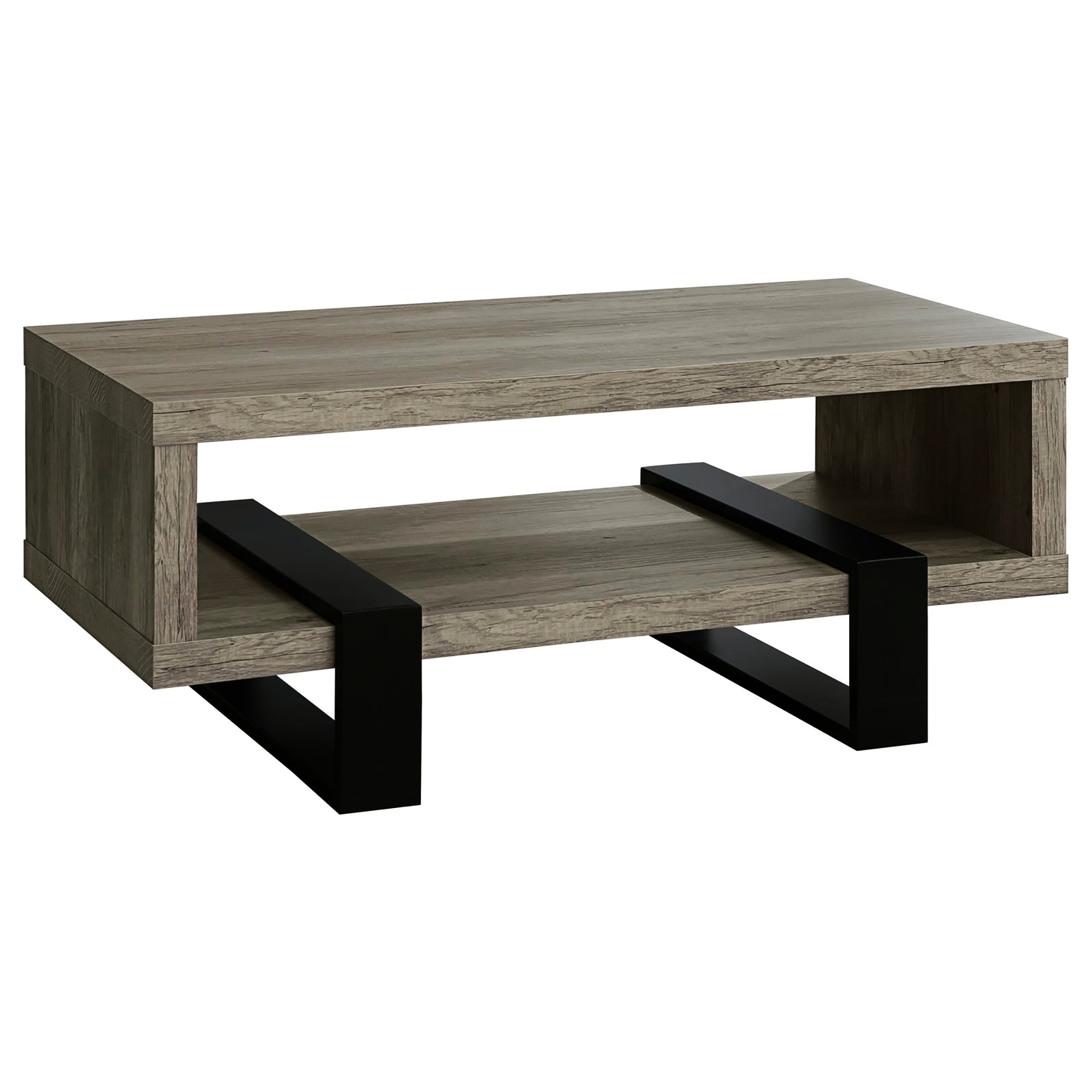 Latitude Run® Rectangular Grey Driftwood 1-Shelf Coffee Table - Modern ...