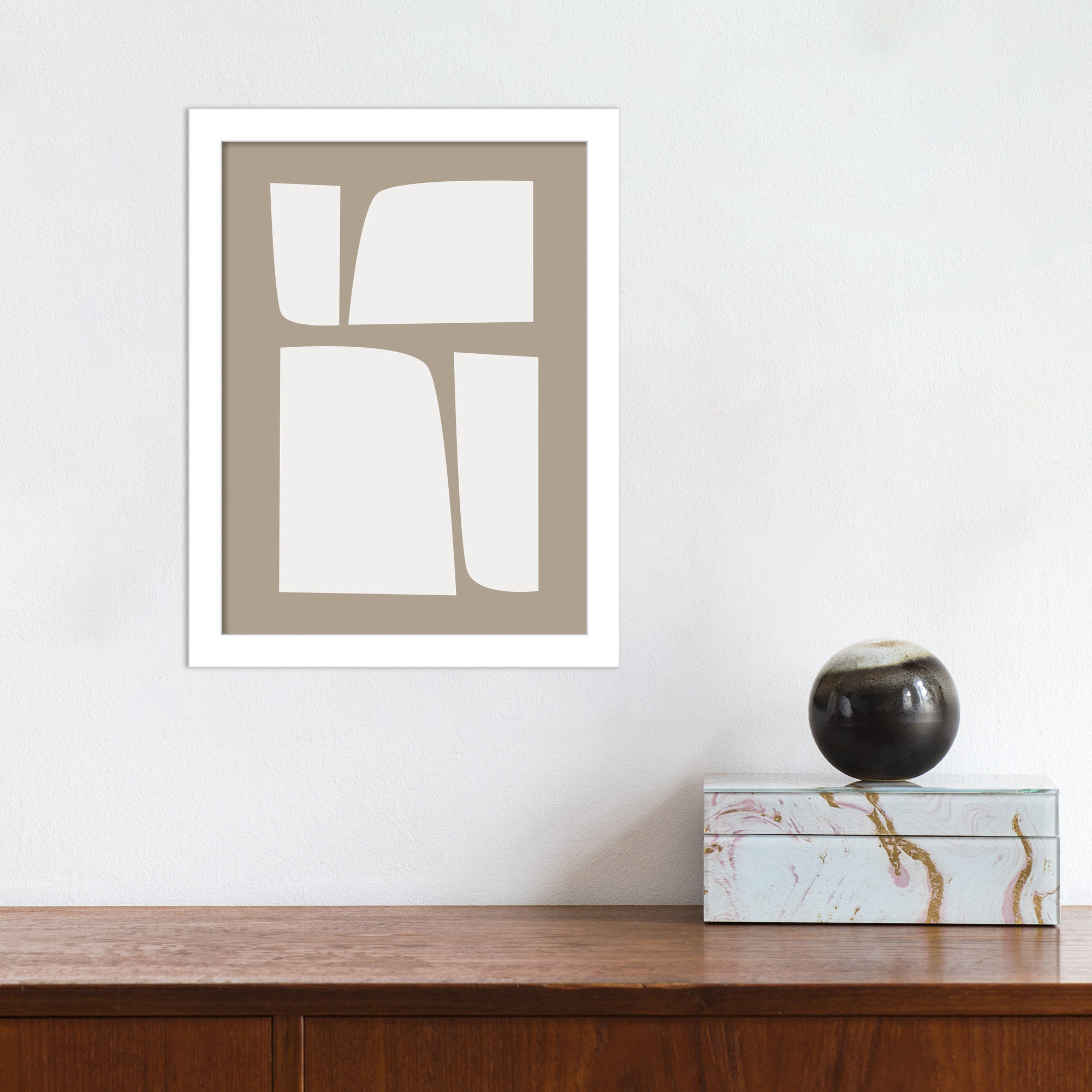 AllModern Neutral Abstract Aztec Shapes 2 - Picture Frame Painting ...