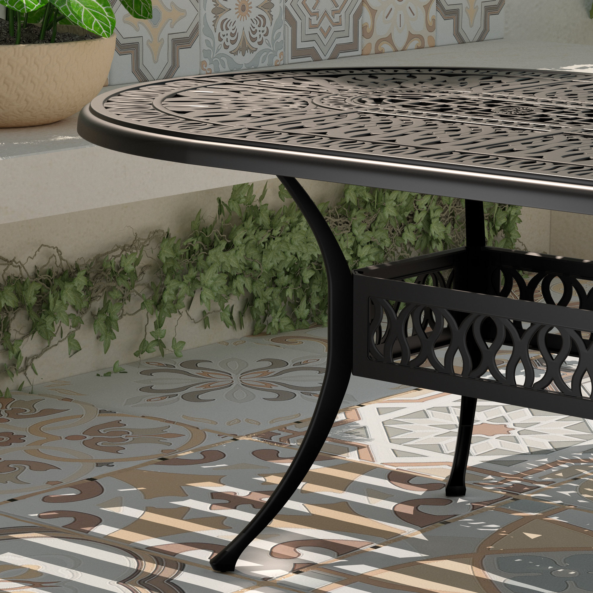 Red Barrel Studio® Tellisford Cast Aluminum Patio Dining 86.22'' L x 42 ...