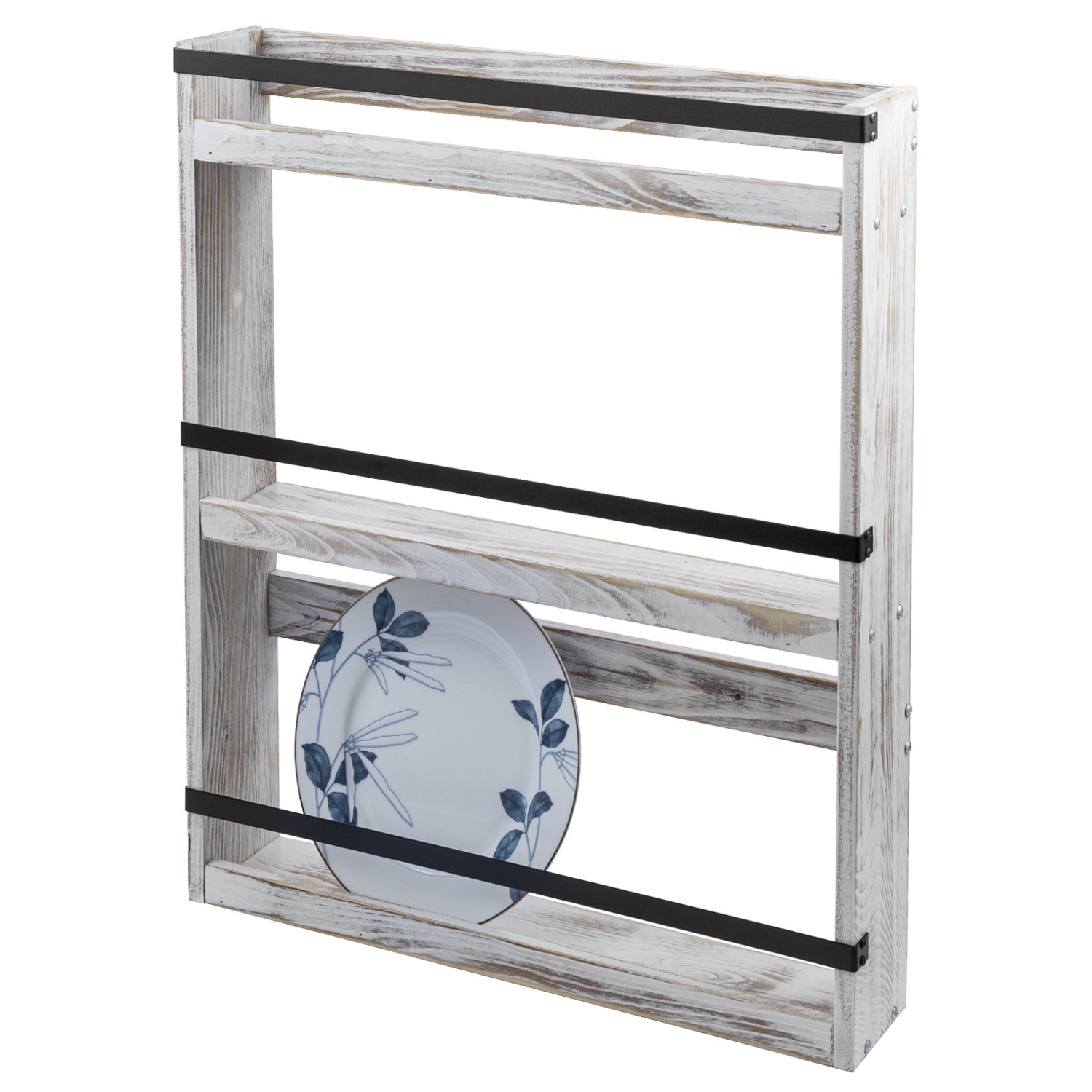 Gracie Oaks 3 Tier Wall Display Wood Shelf Rack For Plate & Reviews ...