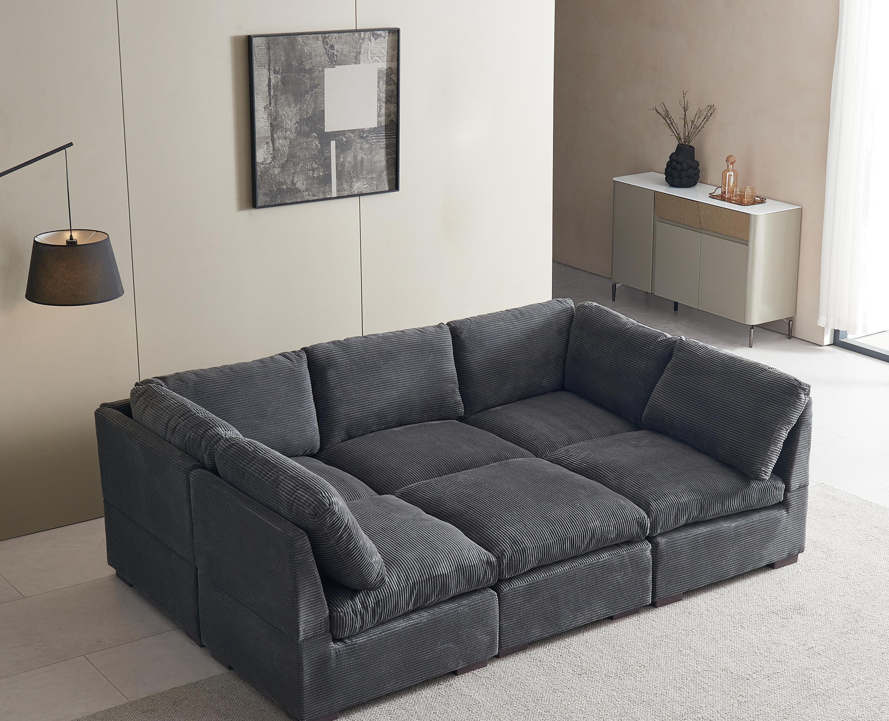 Latitude Run® Convertible Modern Luxury Sectional Sofa for Living Room ...