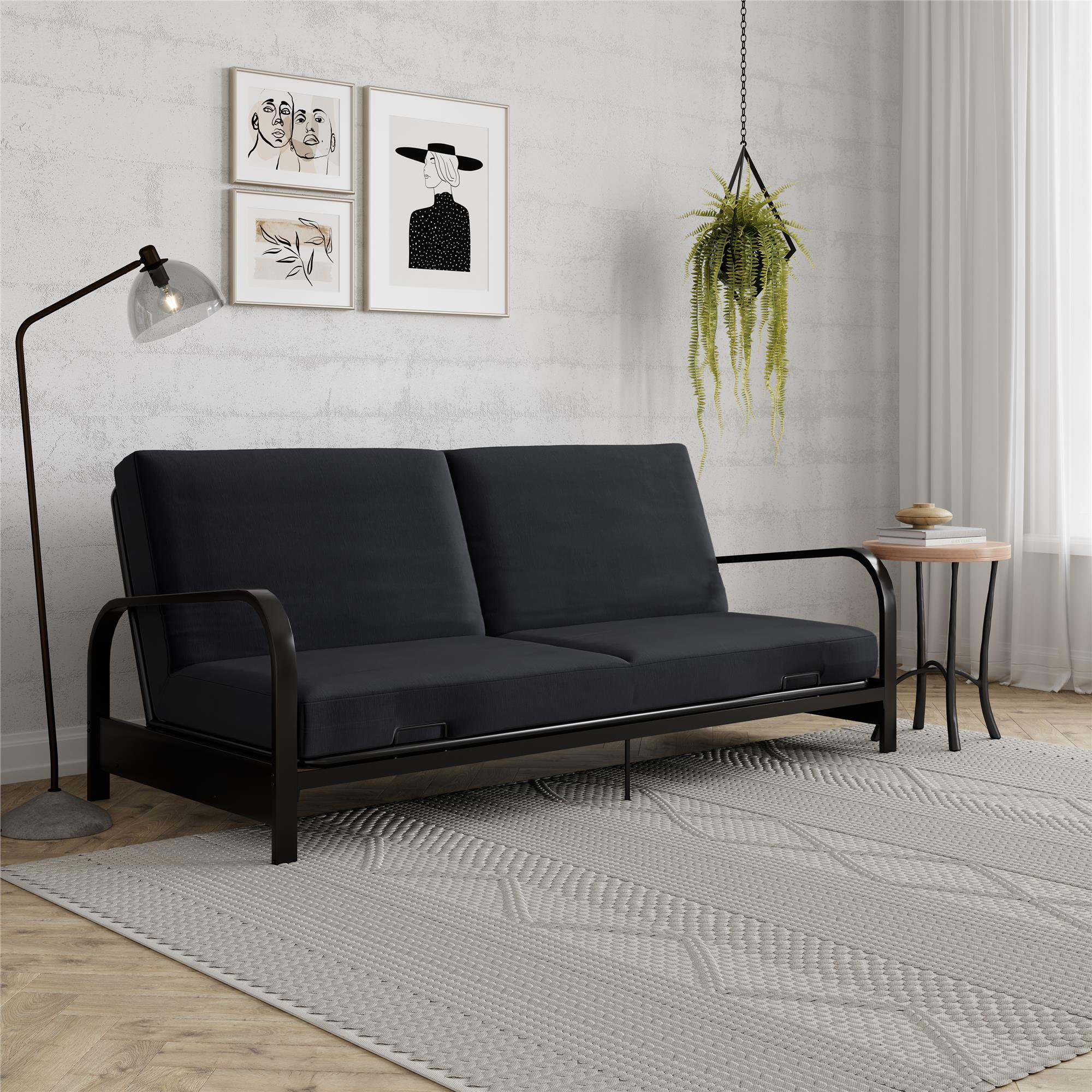 Red Barrel Studio Futon simple avec matelas à dossier large de 76,5 po ...