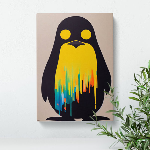 17 Stories Dripping Penguin Abstract - Wrapped Canvas Print | Wayfair.co.uk