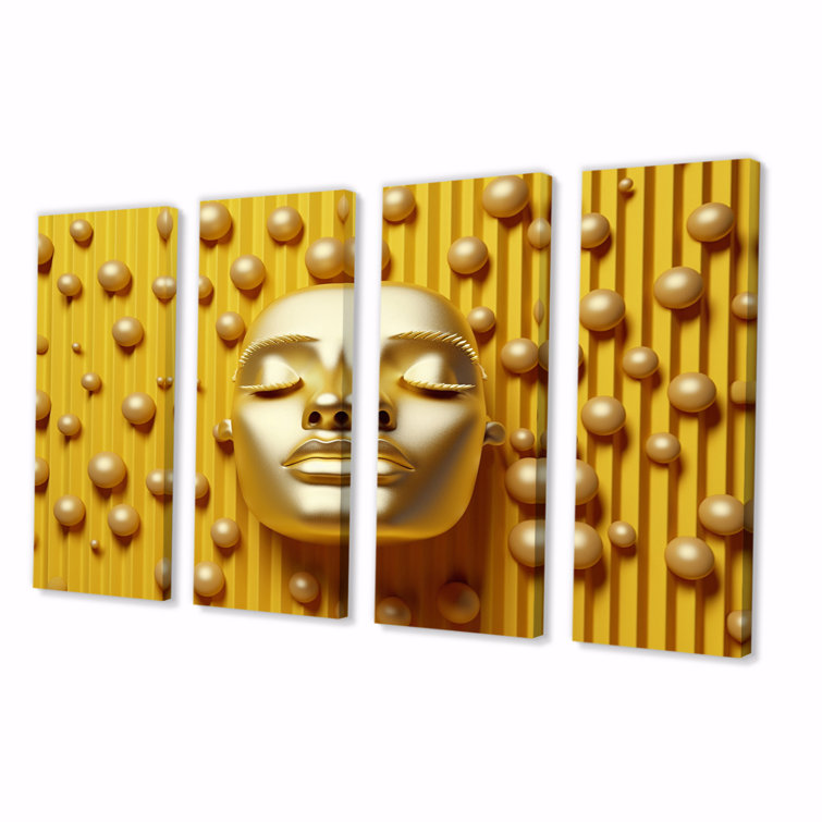 Mercer41 Taliesha Minimalism Golden Sculpture Sci-Fi Woman IV On Canvas ...