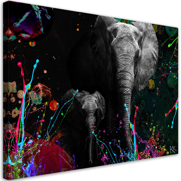 World Menagerie Colorful Abstract Picture - No Frame Print on Canvas ...