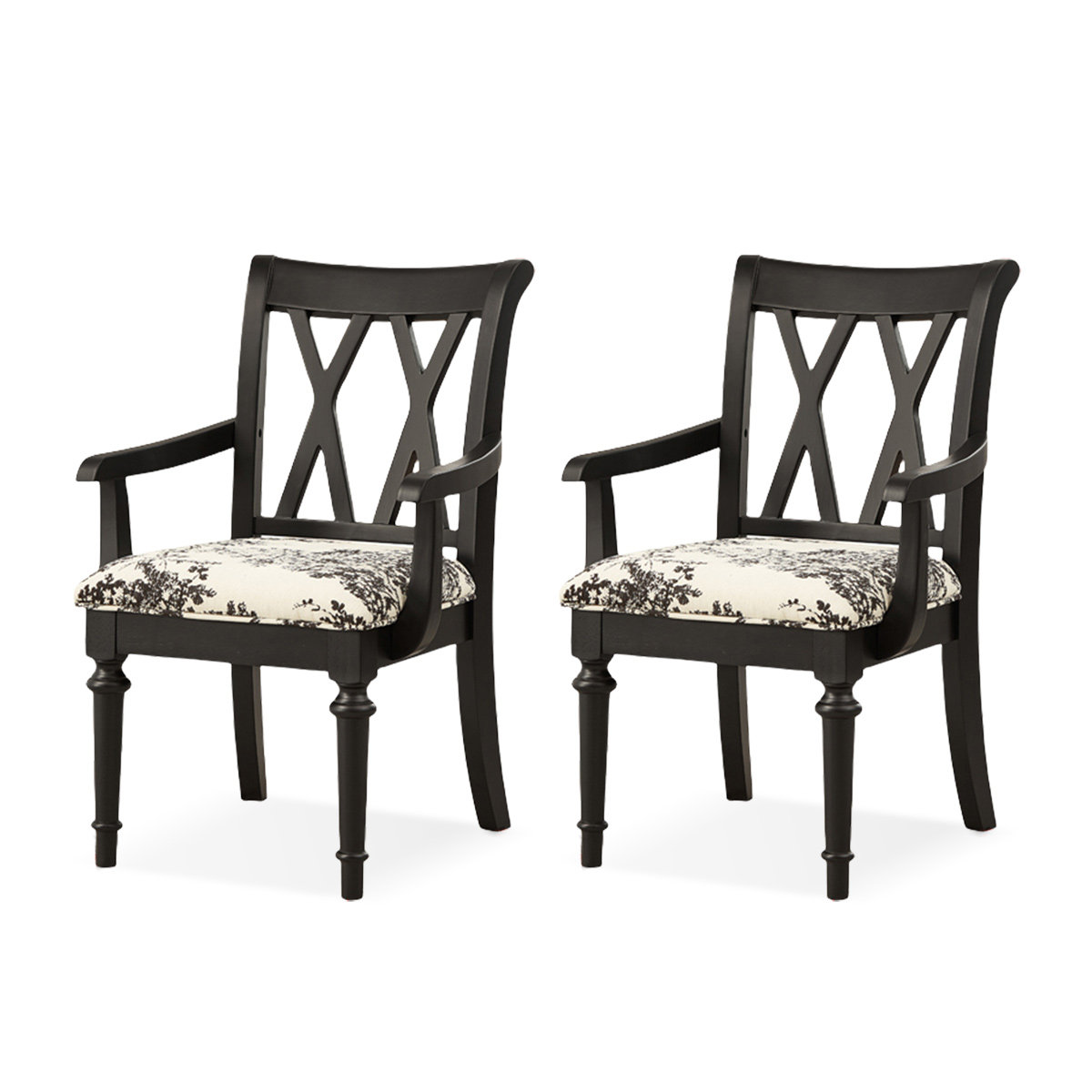 Decordreamss 22.83" Black and Beige Solid back arm Chair(Set of 2 ...