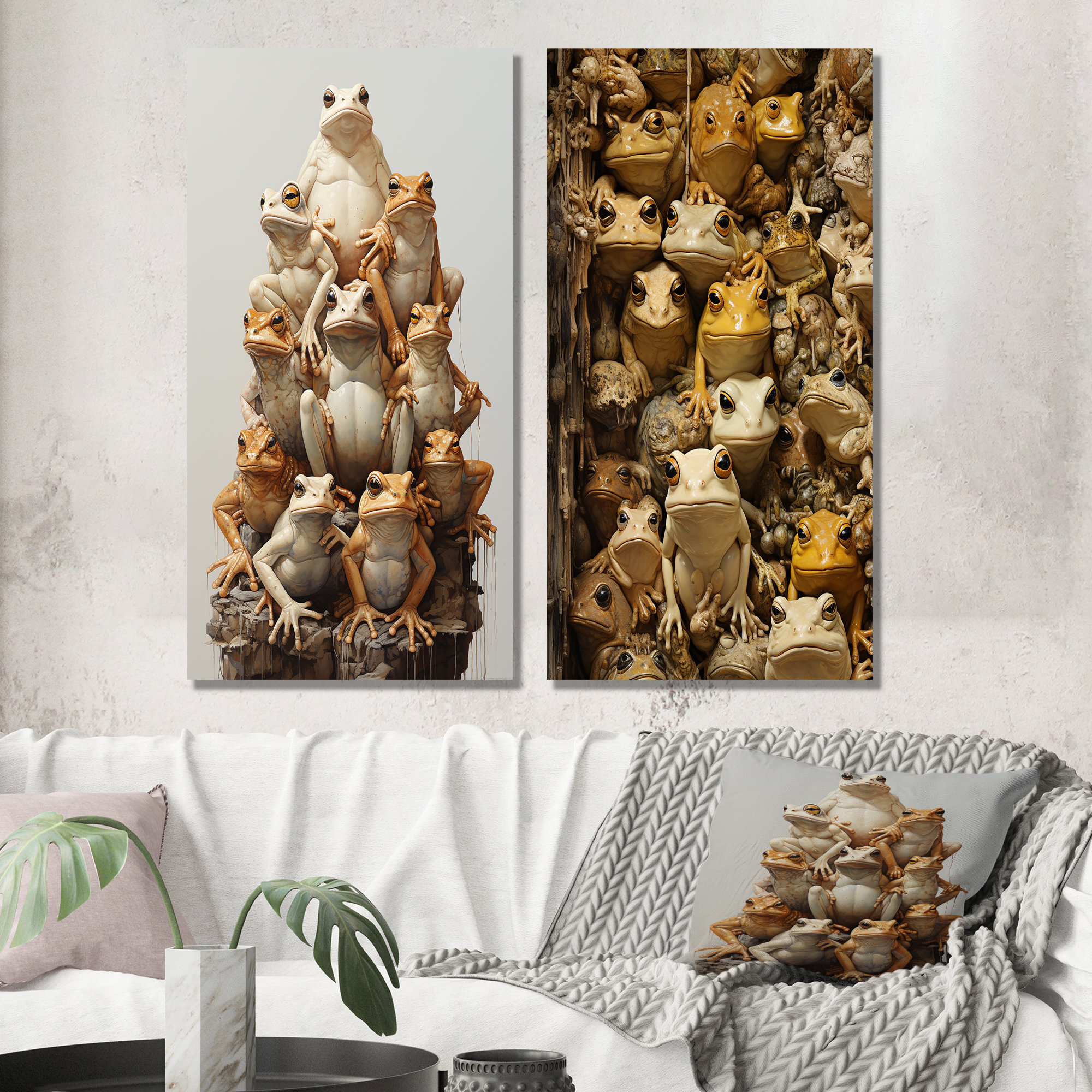 Gracie Oaks Minimalism Frog Pyramid - Frogs & Toads Canvas Wall Art Set ...