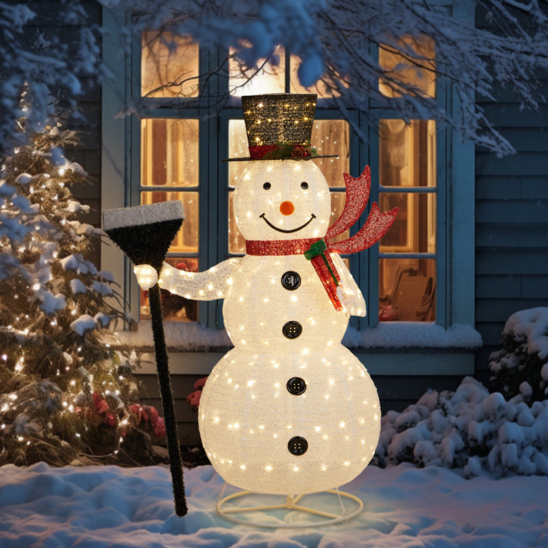 The Holiday Aisle® 5ft Lighted Collasipble Snowman Christmas Yard ...