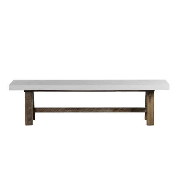 Hokku Designs Partlow Dining Bench With Concrete Top And Wood Base ...