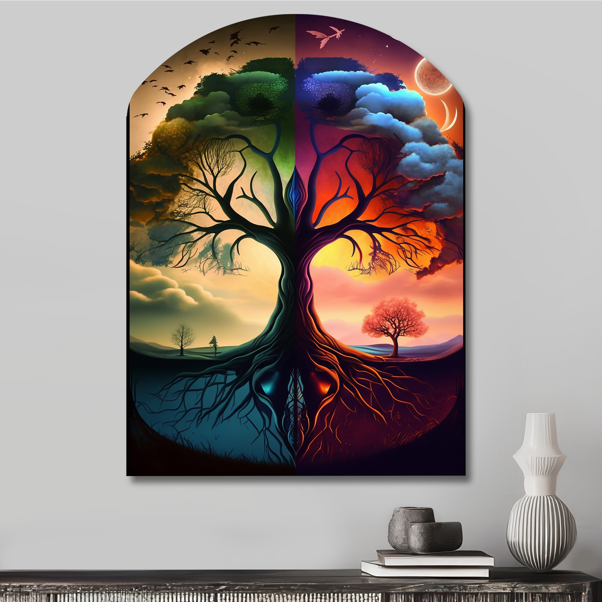 Lark Manor™ Tree Of Life Day And Night I - Landscape Forest Arch Shape ...