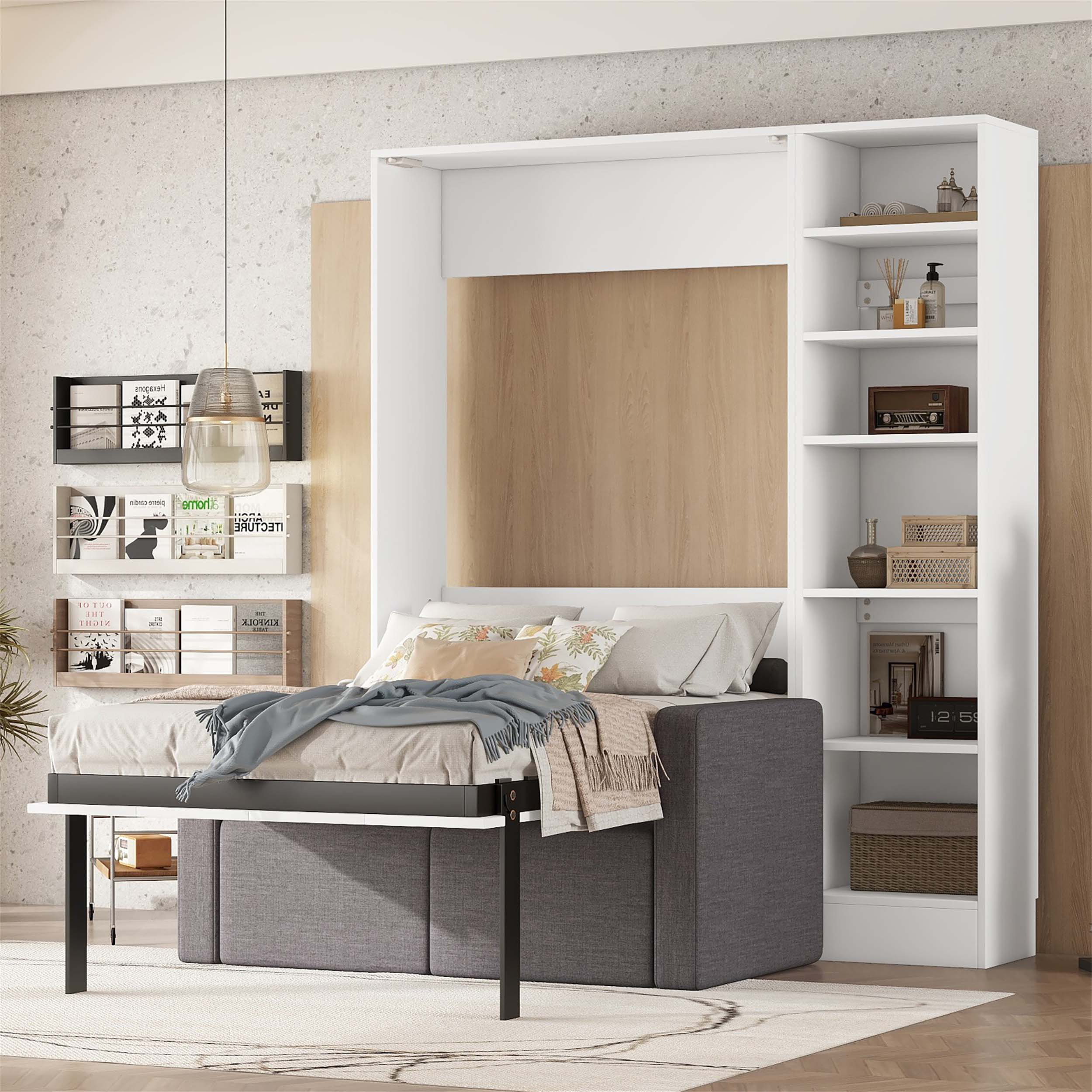Latitude Run® Versatile Murphy Bed Wall Bed with Sofa and Shelves ...