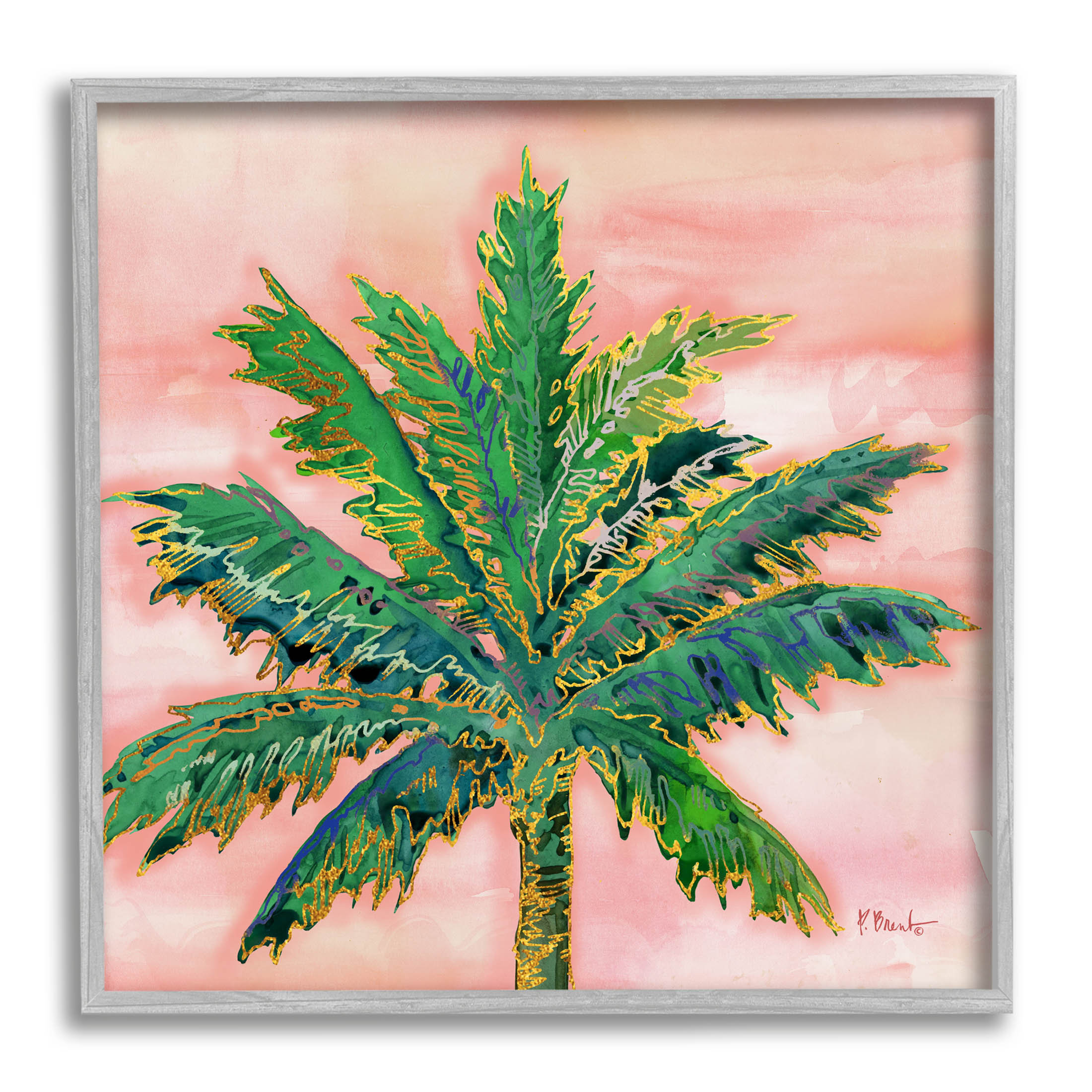 Stupell Industries Modern Glam Outline Palm Tree Giclee Art By Paul ...