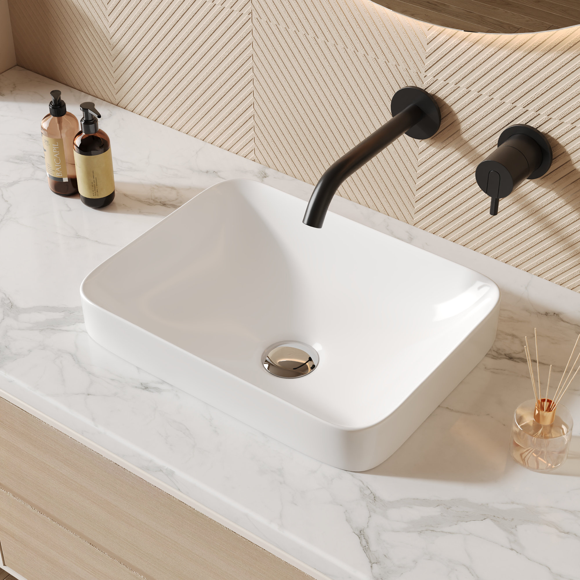 Deervalley Liberty 16'' X 12'' Drop-In Bathroom Sink Semi-Recessed ...