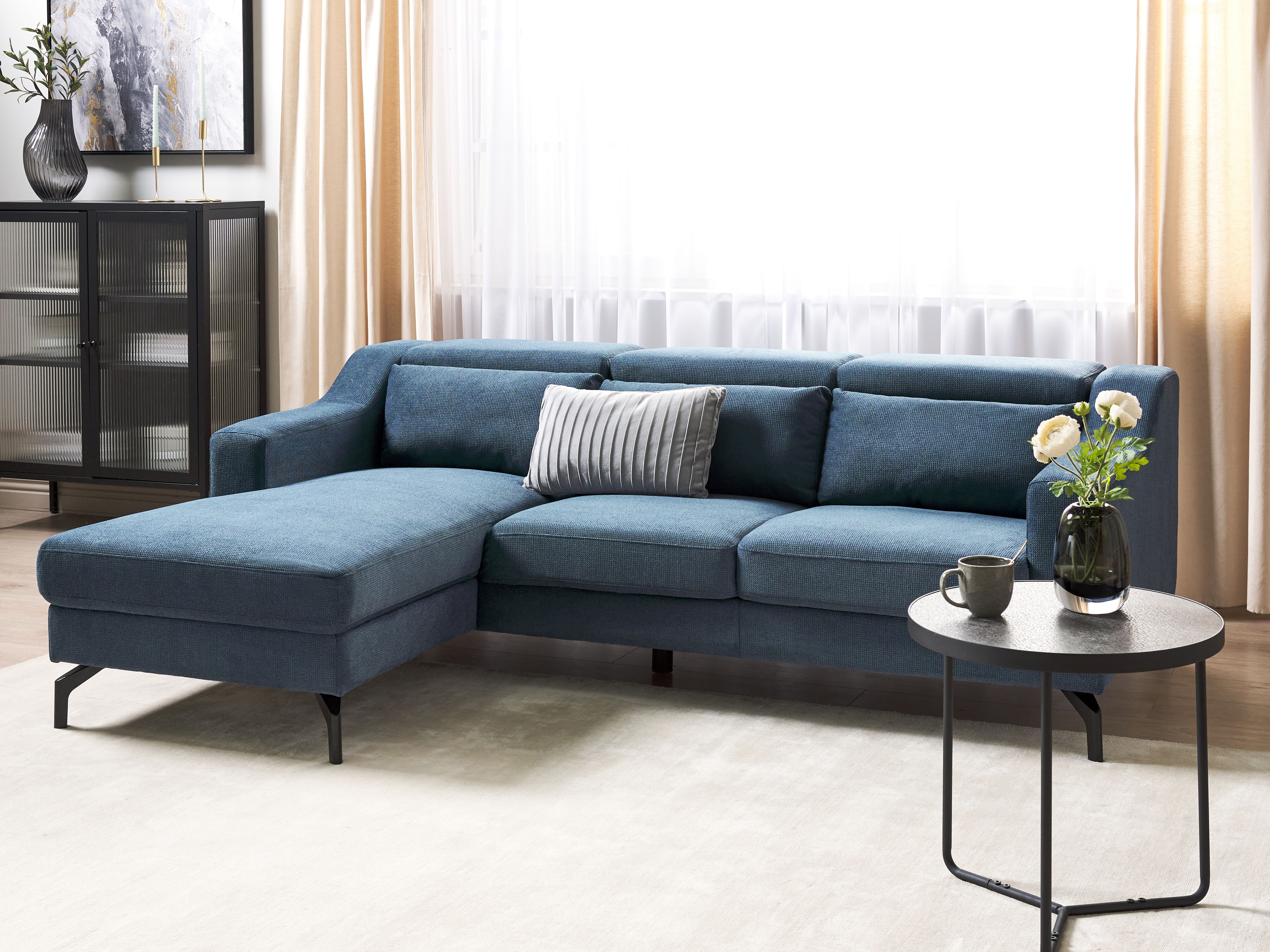 Metro Lane Right Hand Fabric Corner Sofa Blue Darnel | Wayfair.co.uk