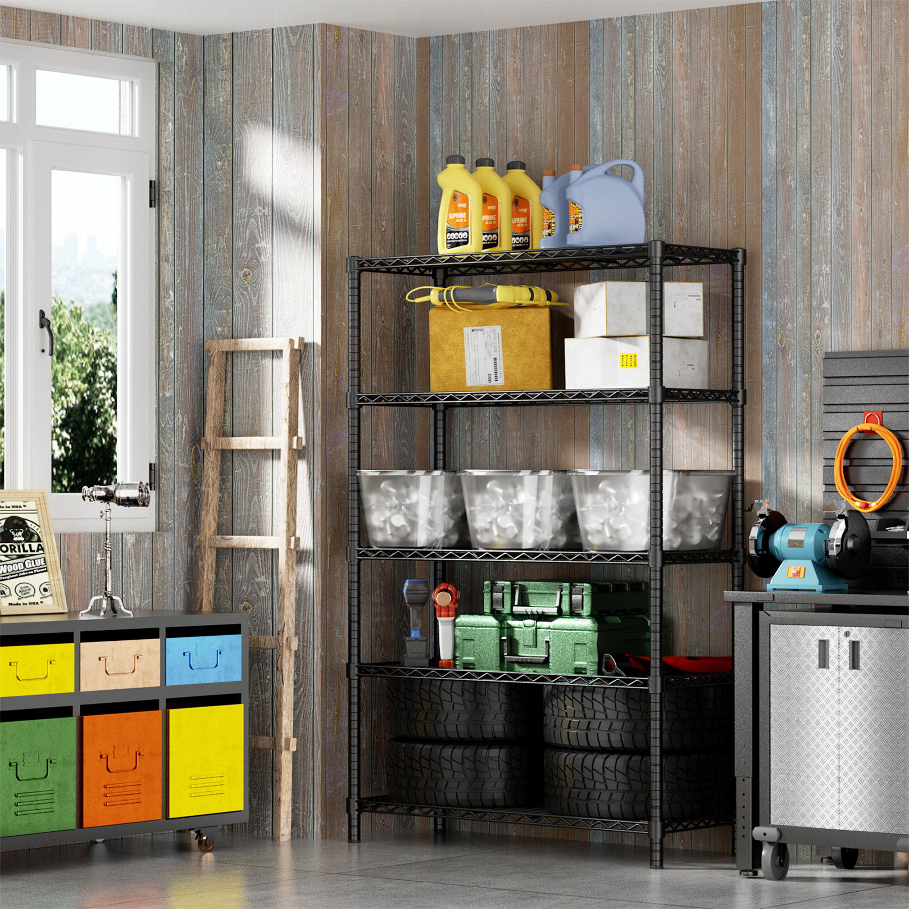 Rebrilliant 5-Tier Black Wire Shelf - 400LBS Per Shelf, Heavy Duty ...