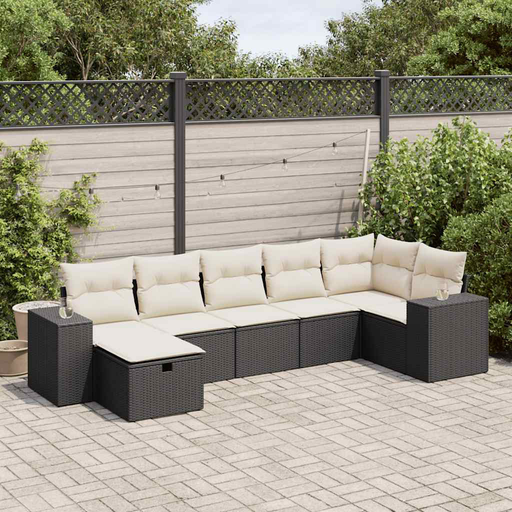 Vidaxl Garden Sofa Set Black PE Rattan Large Modular Garden Sofa Set ...