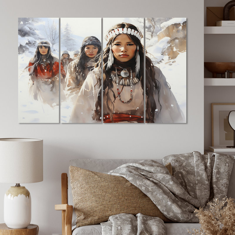 Bungalow Rose Native Art Winters Dream Portrait On Canvas 4 Pieces ...