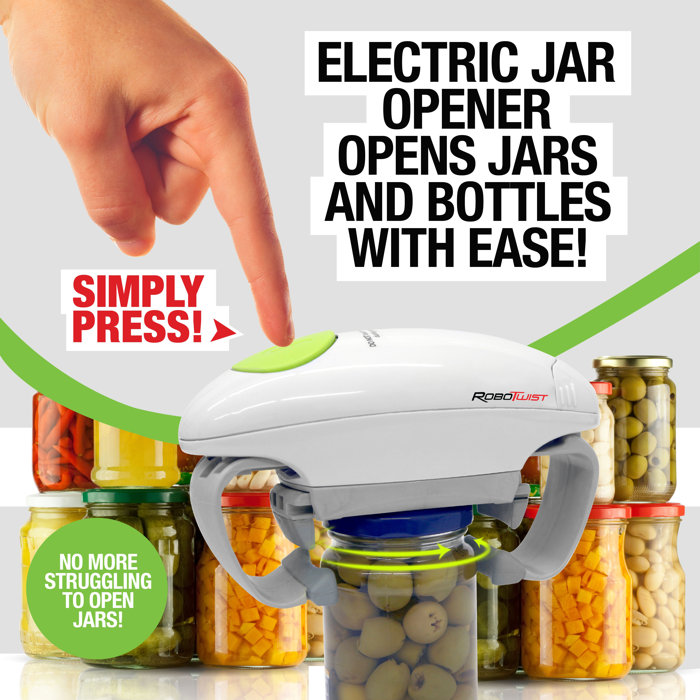AsSeenOnTv Robo Twist Electric Jar Opener, One Touch Electric Handsfree ...