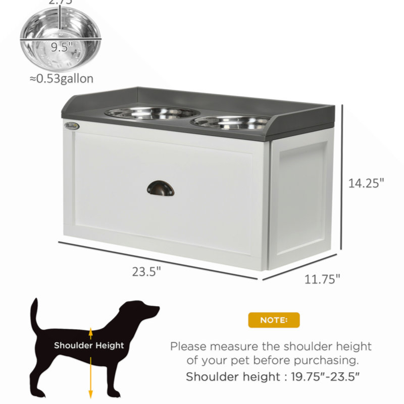 Tucker Murphy Pet™ Haajra Dog Feeding Station With Storage Drawer, Dog ...