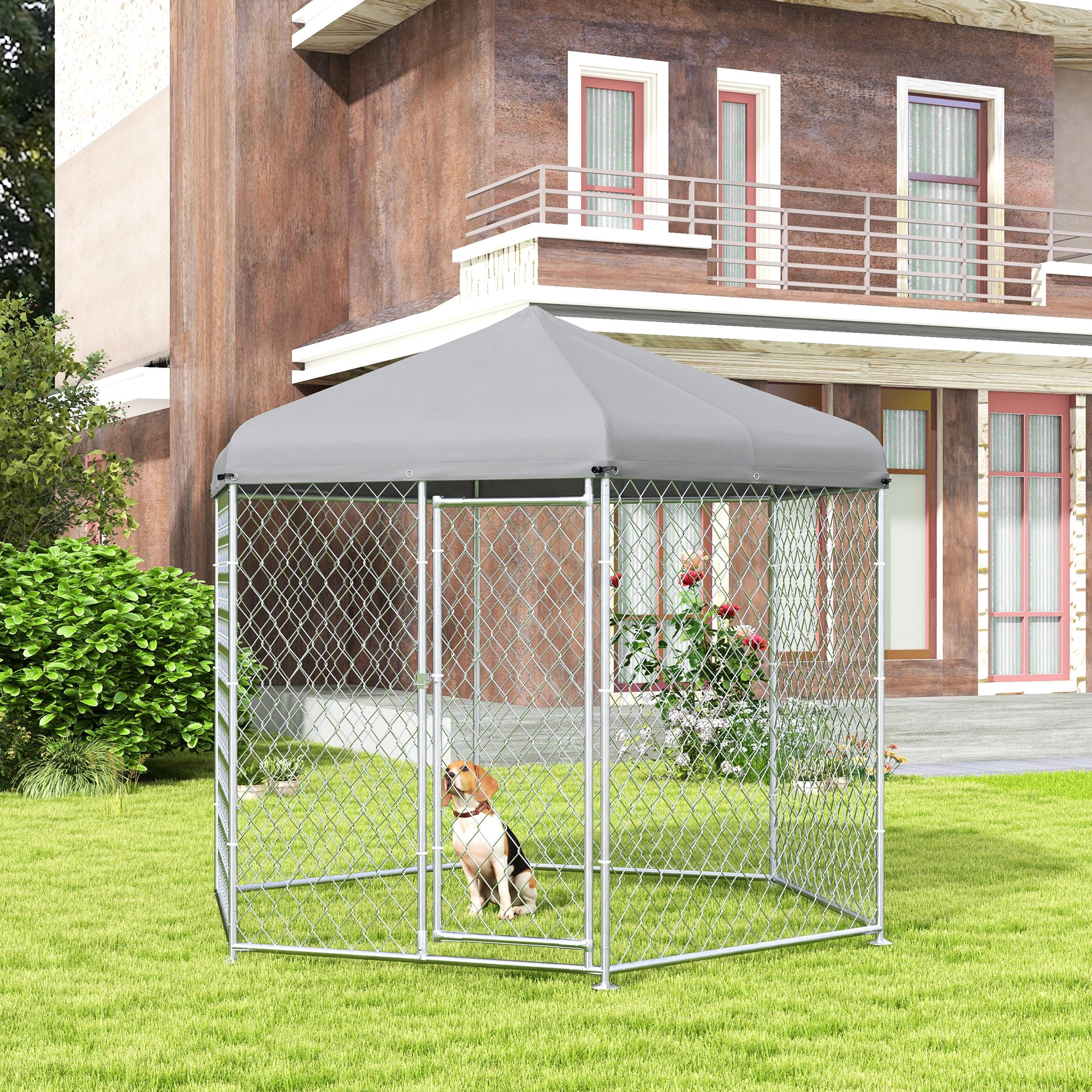Tucker Murphy Pet™ Outdoor Dog Kennel 9.2'x8'x7.7' - Water & Snow Roof ...