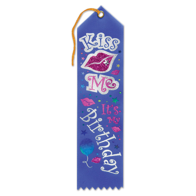The Beistle Company Kiss Me It's My Birthday Jeweled Ribbon | Wayfair